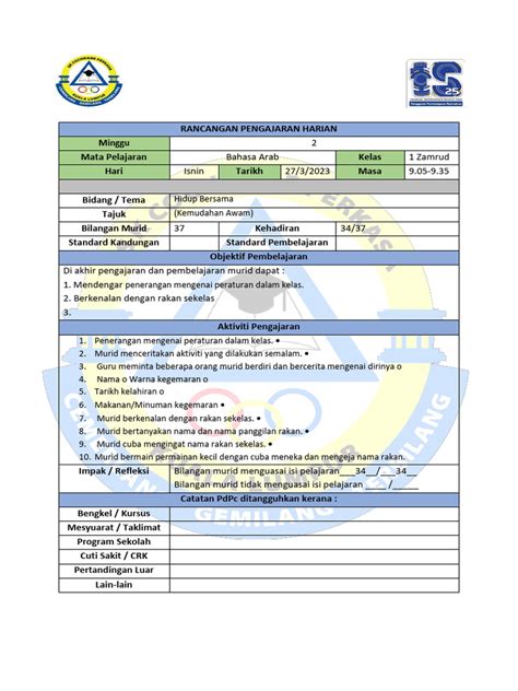Rph2 1z Bahasa Arab M1 27 Mac 2023 Pdf
