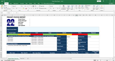 Excel Project Progress Report Template
