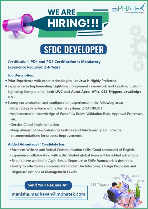 Manisha Madhavan On Linkedin Salesforcedevelopers Hiring Pd1 Pd2 Salesforcedeveloper