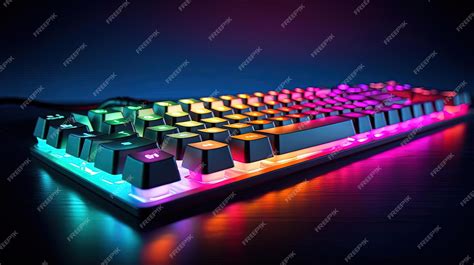 Premium Ai Image A Keyboard With Lighted Keys In The Dark In The Style Of Colorful And Energetic