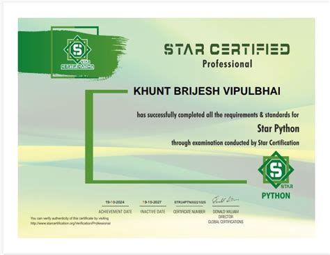 Brijesh Khunt On Linkedin Successfully Completed In Python With Star