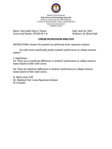 Linear Regression Analysis Pdf Regression Analysis Linear Regression