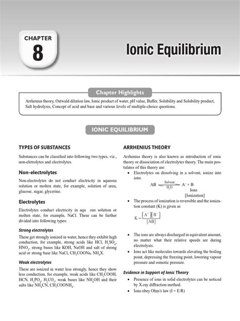 8a Ionic Equilibrium 1 Pdf Ph Electrolyte