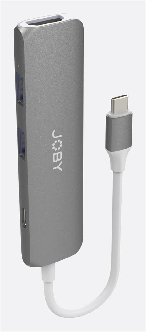 Joby Usb C Hub Adapter Usb C To X Usb A X Usb C X K Hdmi Pd Through Aluminium Housing Grey