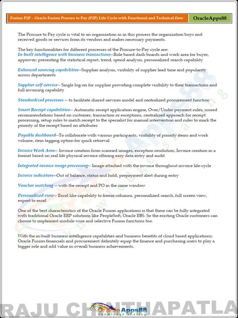 P2p Oracle Fusion Procure To Pay P2p Life Cycle Pdf