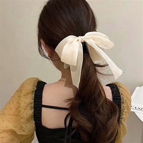 리본 N3062acd403 바나나 핀 긴 단발 헤어 반 묶음 머리 삔 크림 홈플러스 택배배송