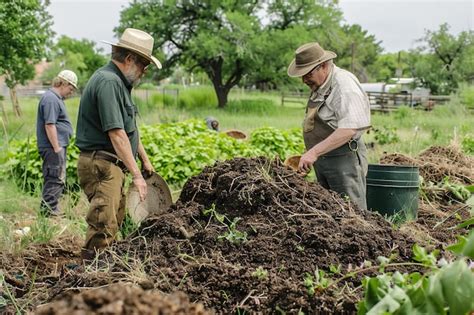 Premium Photo Workers Composting Organic Matter Nutrientrich Soil In Biodynamic Farming Systems Premium Photo Workers Composting Organic Matter Nutrientrich Soil In Biodynamic Farming Systems