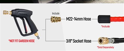 Yamatic Short Pressure Washer Gun And 25ft Flexible Hose 3