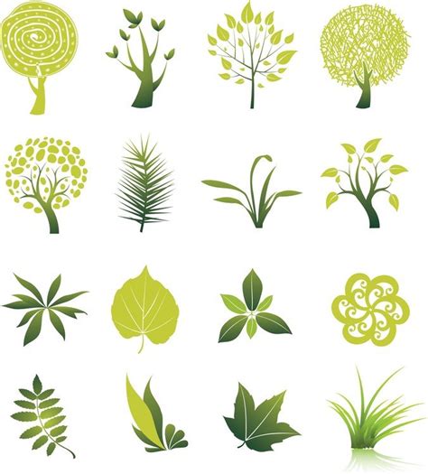 Tree And Leaf Vector Set Free Vector Download FreeImages