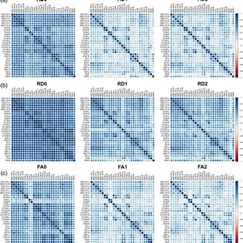 Correlations Between Tracts Over Time By Dti Parameters Correlations