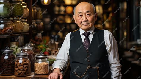 Premium Ai Image Classic Tea Connoisseur In Quaint Tea Shop