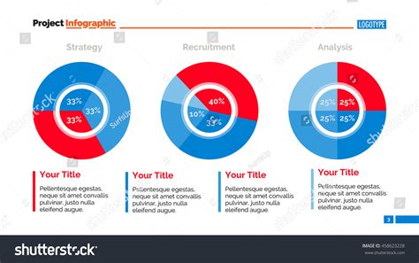 Three Pie Charts Slide Template Stock Vector Royalty Free Shutterstock