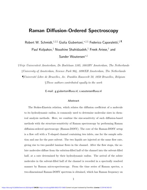 Pdf Raman Diffusion Ordered Spectroscopy
