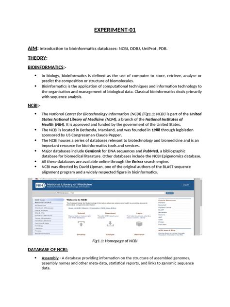Bioinformatics Practical File Pdf National Center For Biotechnology