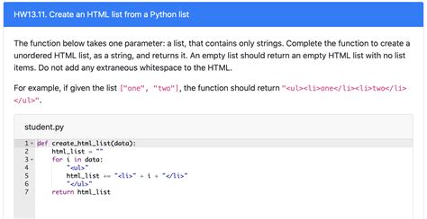 Solved Hw1311 Create An Html List From A Python List The