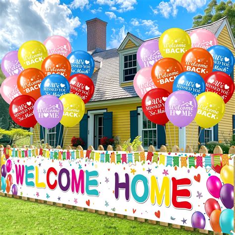 Welcome Home Decorations Colorful Welcome Home Banner And Balloons