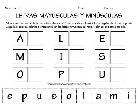 Recursos De Apoyo Educativo Hojas De Trabajo Para Unir Letras