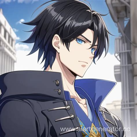 Charming Anime Character With Short Black Hair And Blue Eyes Ai Art