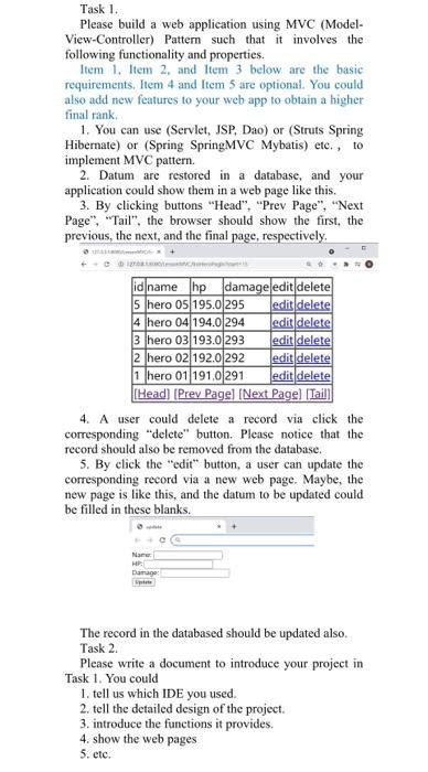 Solved Task Please Build A Web Application Using MVC Chegg