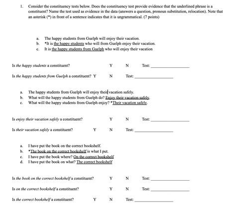Syntax Homework Consider The Constituency Tests