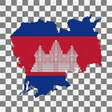 Cambodia Country Map With National Flag Colors Premium Ai Generated Psd