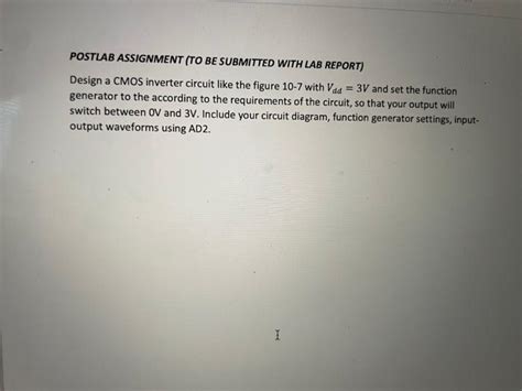 postlab assignment to be submitted with lab report