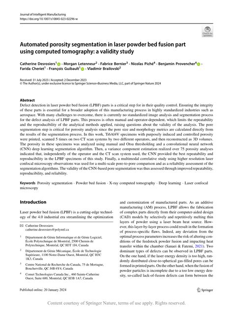 Automated Porosity Segmentation In Laser Powder Bed Fusion Part Using Computed Tomography A