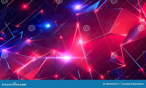 Abstract Blue And Red Color Polygon Futuristic Background Ai Generated