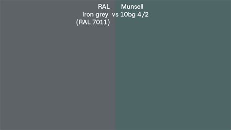 Ral Iron Grey Ral 7011 Vs Munsell 10bg 42 Side By Side Comparison