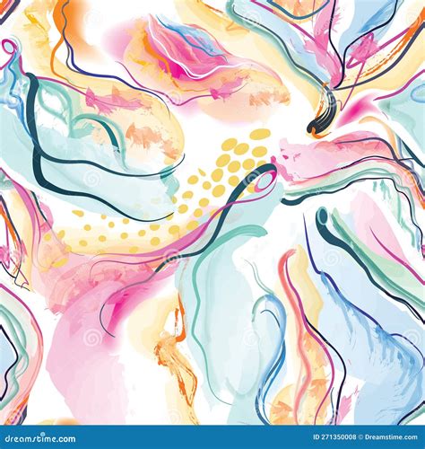 Abstract Wavy Lines Seamless Pattern Spring Organic Texture With Flowing Wavy Shapes Beautiful