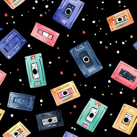 Download Colorful Cassette Tapes Pattern Patterns Online Creative Fabrica