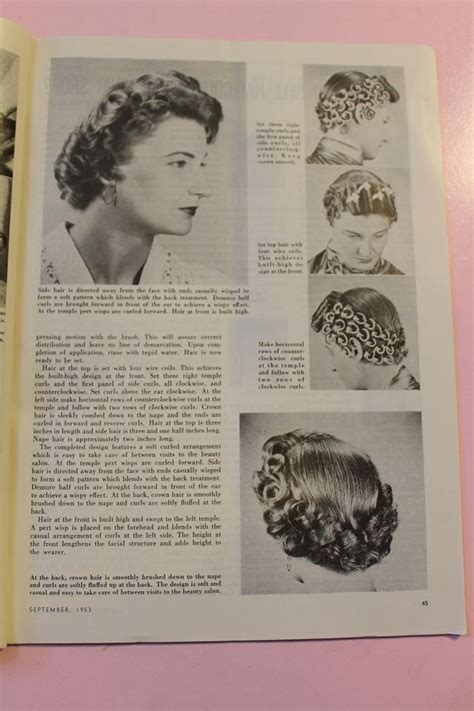 Pin Curl Setting Patterns From 1953 Pin Curls Retro Hairstyles