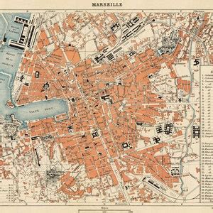 Vintage Map Of Marseille Old City Plan From 1888 French Cartography