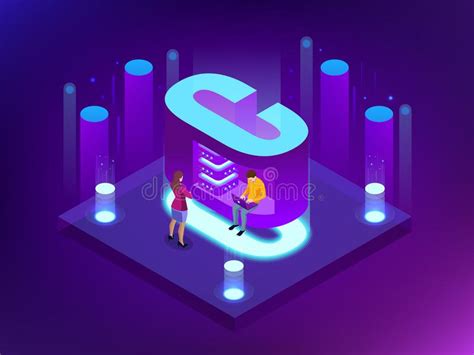 Isometric Vector Abstract Big Data Visualization Futuristic C Letter