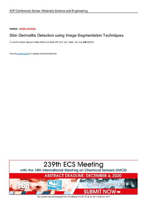 Pdf Skin Dermatitis Detection Using Image Segmentation Techniques