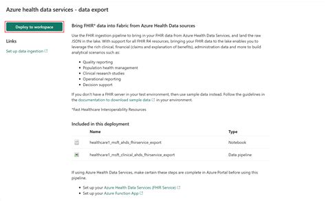 deploy and configure azure health data services data export