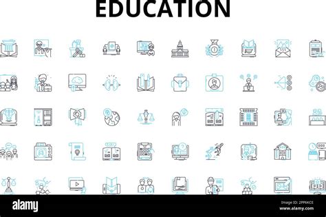 Education Linear Icons Set Learning Knowledge Teaching Instruction Curriculum Classroom