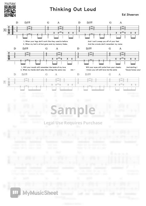 Ed Sheeran Thinking Out Loud 어쿠스틱 기타 타브 Pdf Delicious Guitar Mymusic5