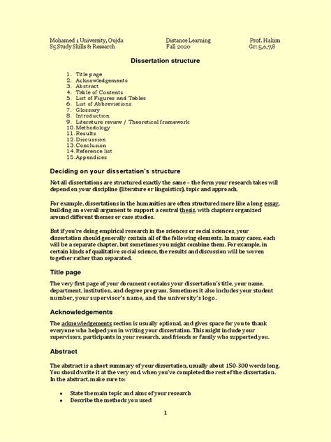 Dissertation Structure Pdf Thesis Data