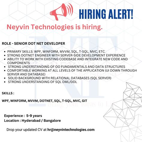 Neyvin Technologies On Linkedin Seniordotnetdeveloper Wpf Winforms Sql Mvvm Tsql Mvc Git