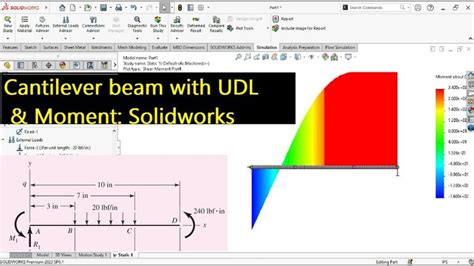 Cantilever Beam Udl Moment Load Simulation In Solidworks Fea