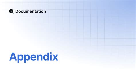 Appendix Documentation