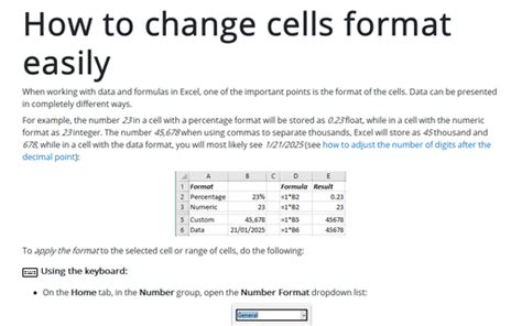 How To Change Cells Format Easily Microsoft Excel 365