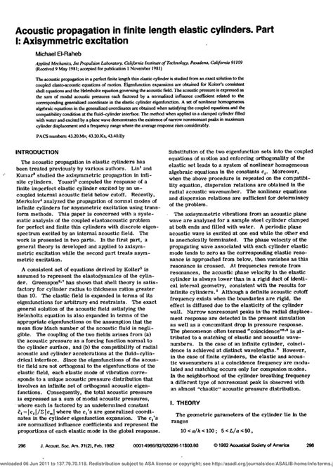Pdf Acoustic Propagation In Finite Length Elastic Cylinders Part Ii