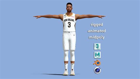 T Pose Rigged Cj Mc Collum New Orleans Nba 3d Model Animated Rigged