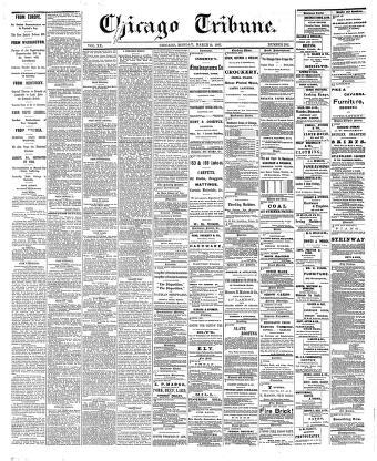 Image 1 Of Chicago Tribune Chicago Ill March 18 1867 Library Of