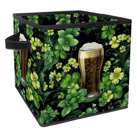 Febohao Storage Bins Boxes Fabric Leather Handle Cube Foldable Clutter