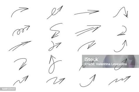 손으로 그린 마커 화살표 밑줄 선 강조 파도 세트를 스케치합니다 손으로 그린 브러시 화살표 확인 표시 밑줄 흰색 배경에 벡터 자유형 그림입니다 개념에 대한 스톡 벡터 아트