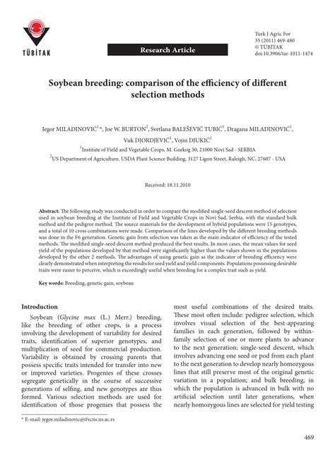 Pdf Soybean Breeding Comparison Of The Efficiency Of Different