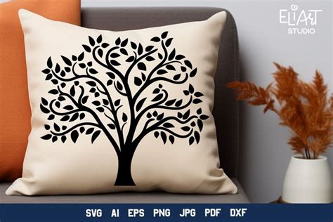 Tree SVG Design Tree Silhouette With Leaves